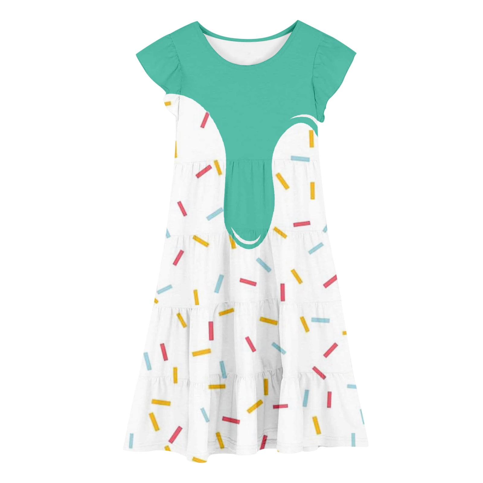 Fshinging Summer Dresses For Girls 2025 Ice Print Patchwork Tiered ...