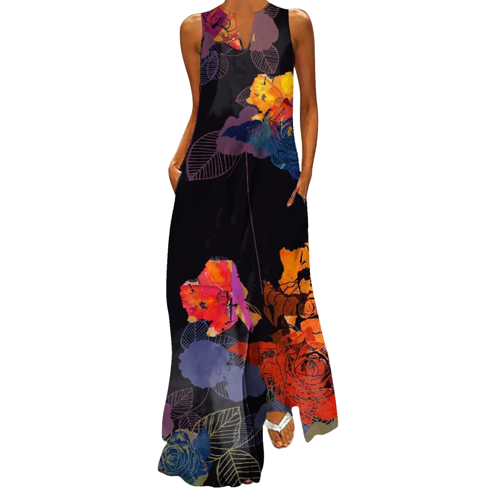 Fshinging Summer Dresses For Women 2025 Casual Beach Loose Sleeveless ...