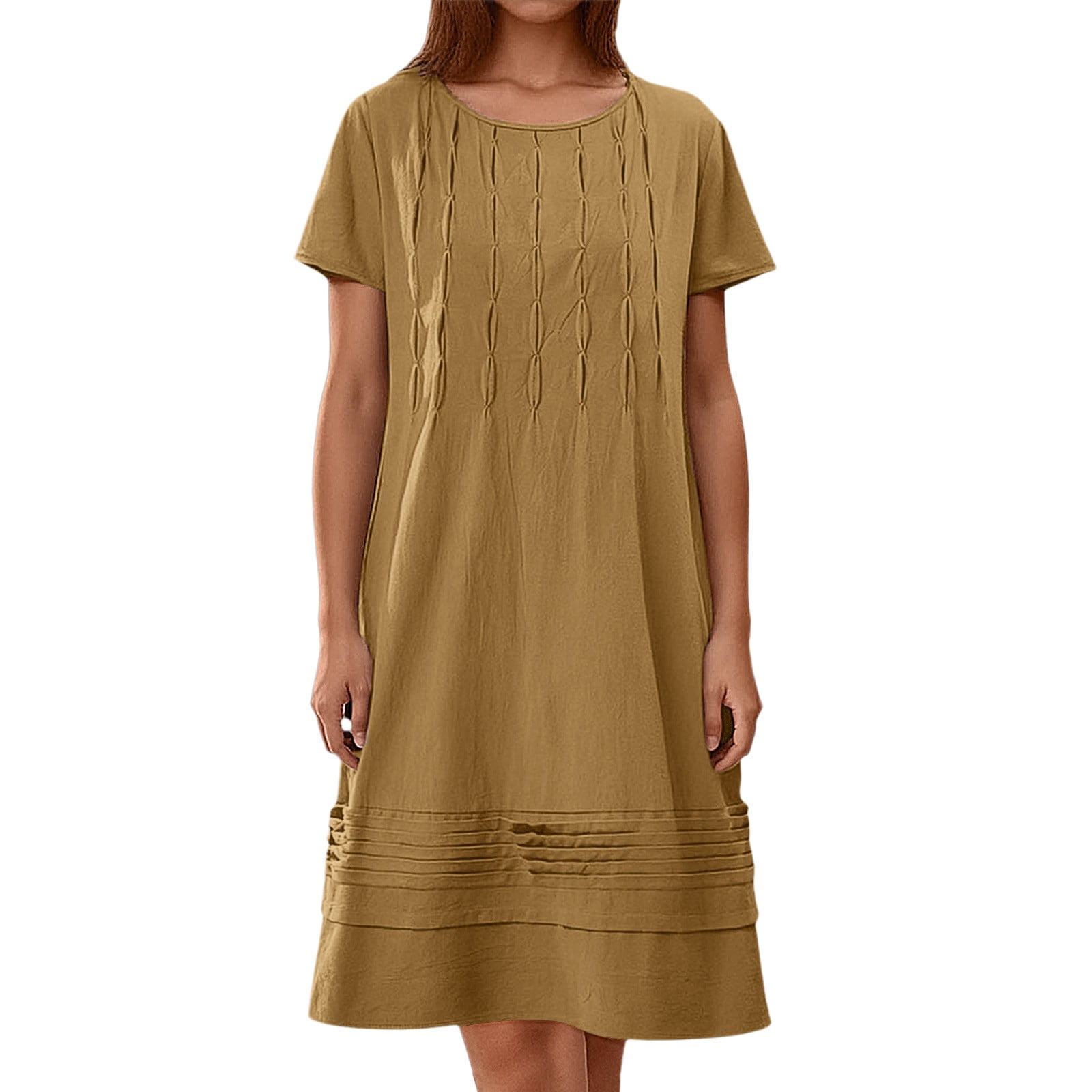 Fshinging Summer Dresses For Women 2025 Linen Midi Plus Size Cap Sleeve ...