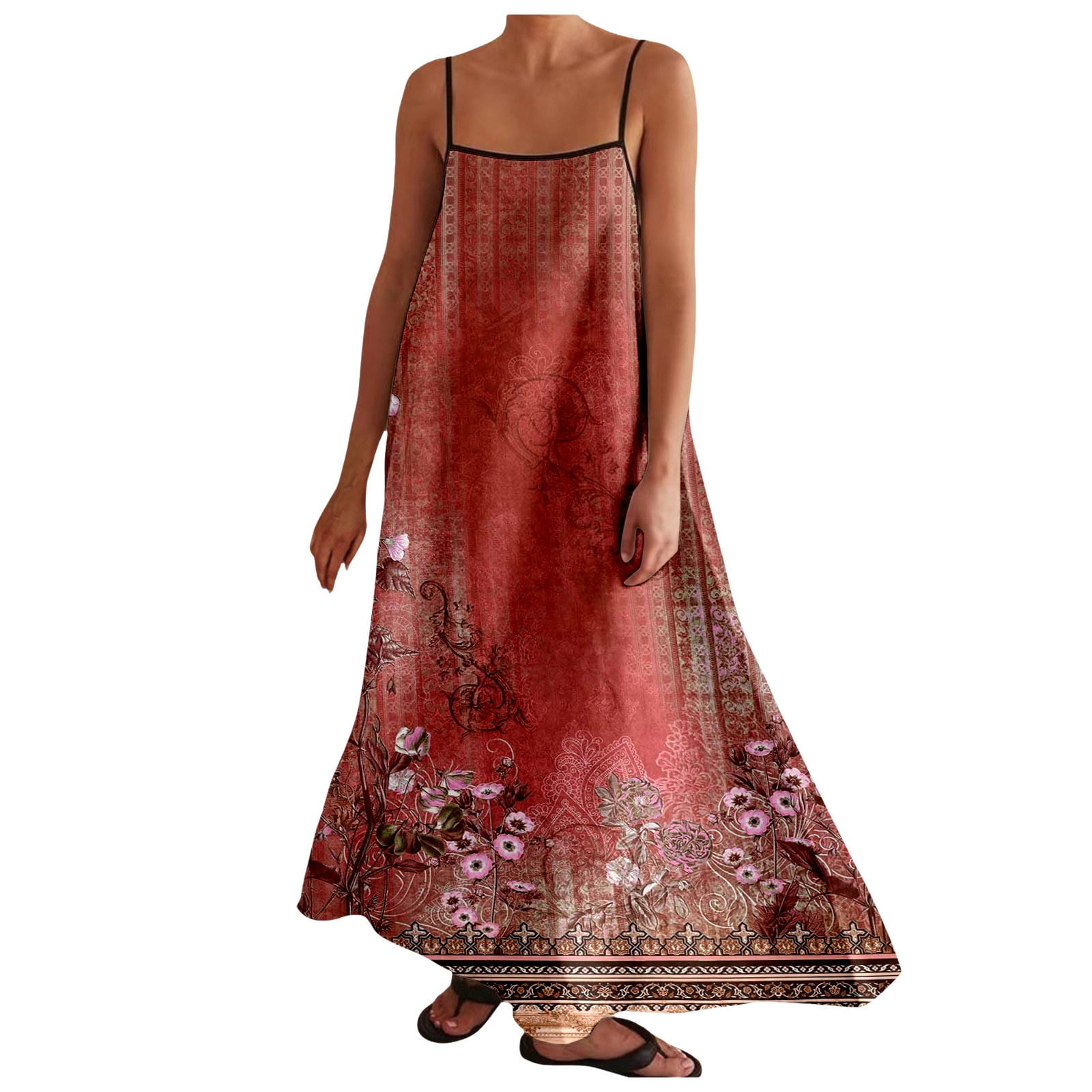 Fshinging Summer Dresses For Women 2025 Maxi Contrast Trim Spaghetti ...