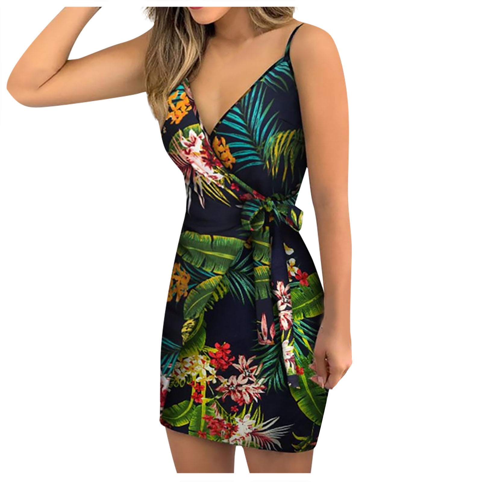 Fshinging Summer Dresses For Women 2025 V-Neck Backless Sexy Print ...