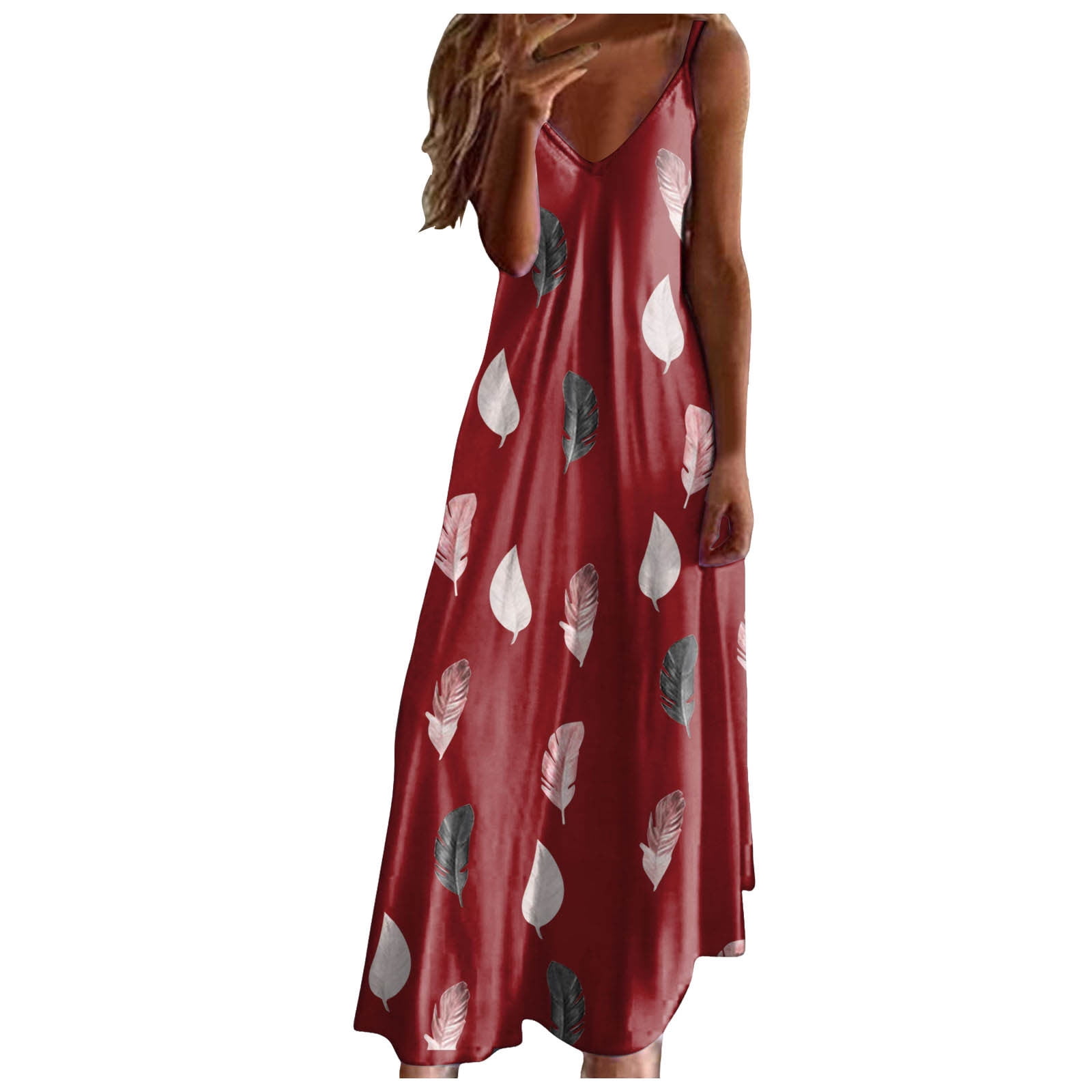 Fshinging Summer Dresses Summer Sexy V Neck Suspender Long Able Printed ...