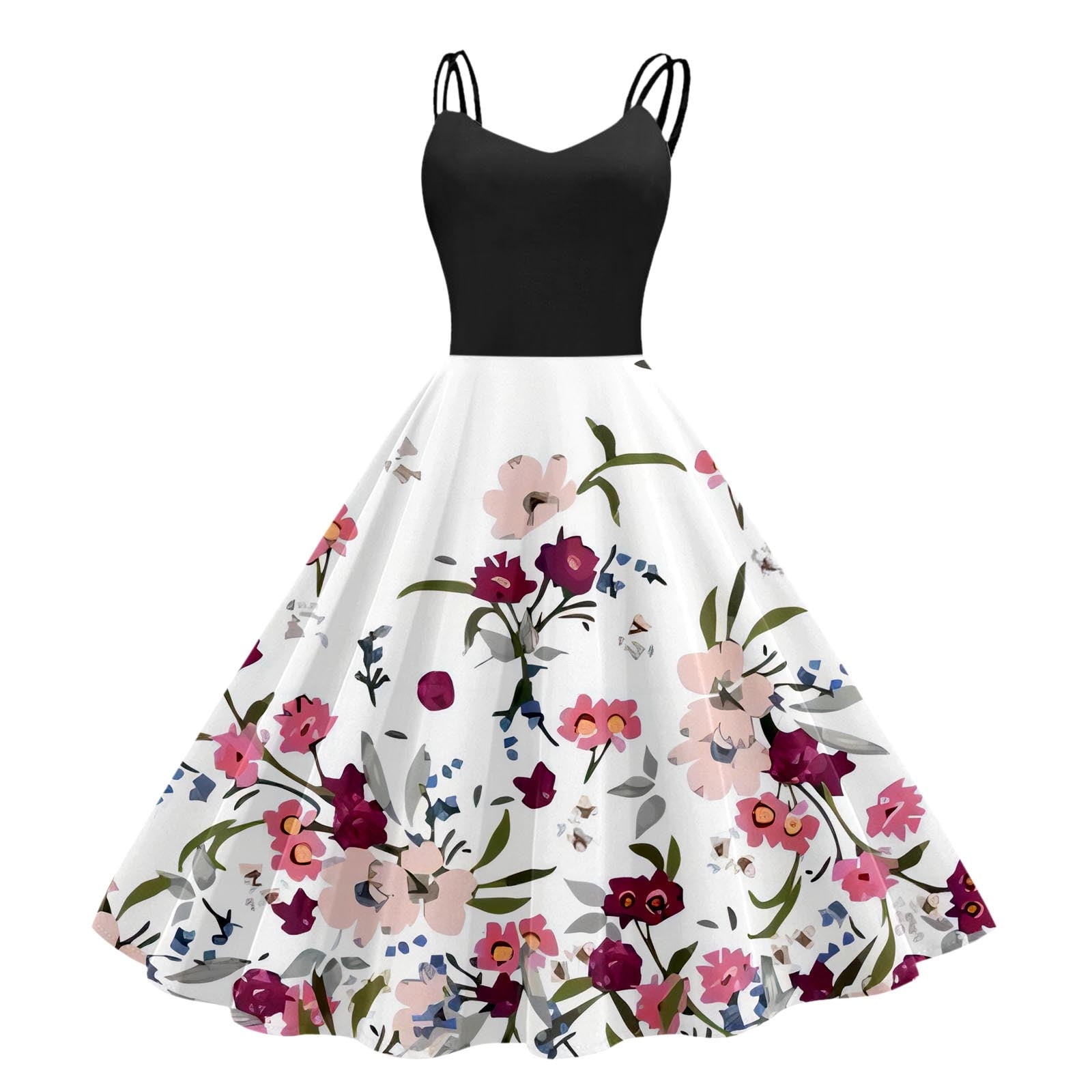 Fshinging Summer Dresses Vintage Sleeveless Knee Length Retro A Line ...