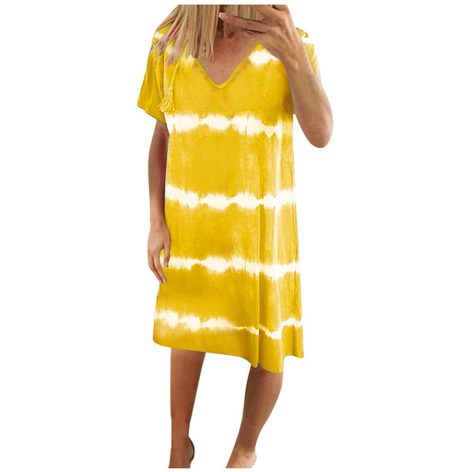 Fshinging For Women 2025 Summer Casual Large Size Loose V Neck Printed ...