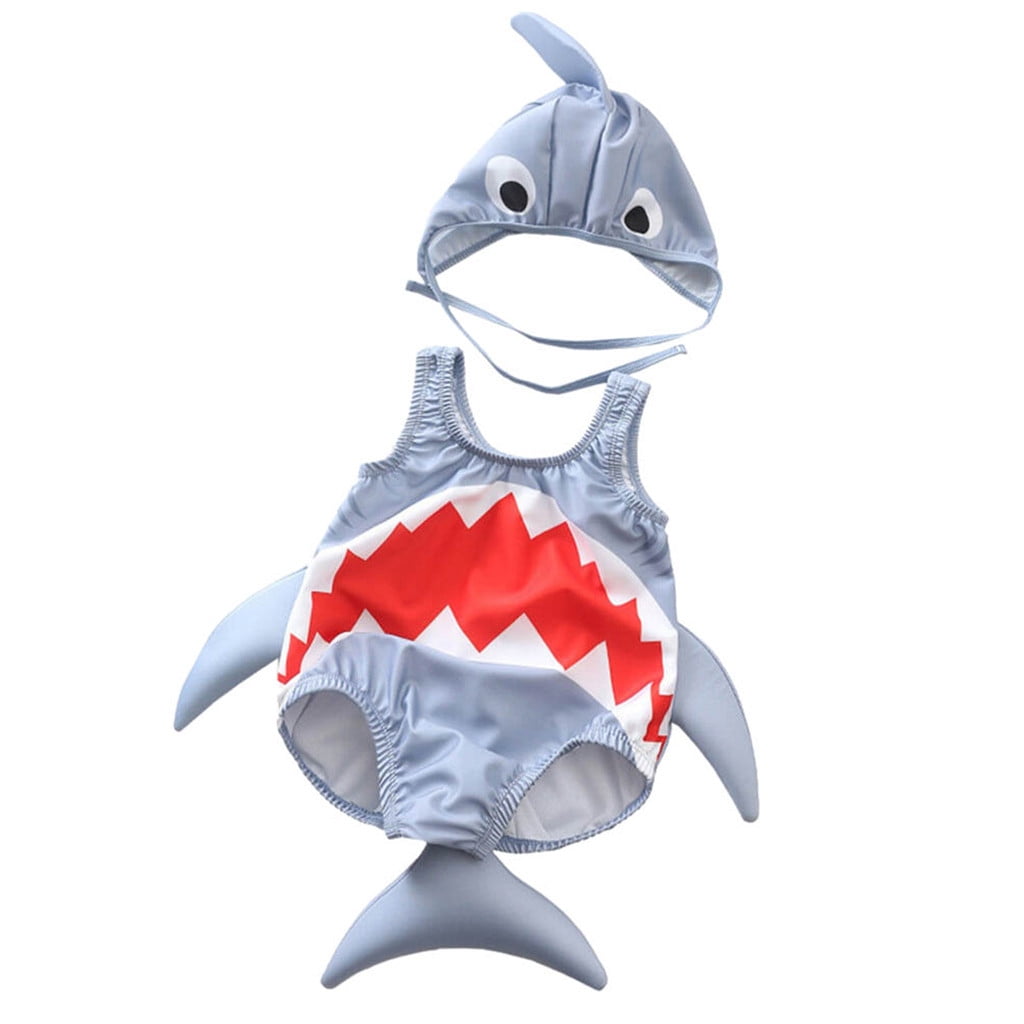 Fshinging Swim Suits For Girls 2025 Cute Cartoon Shark One Piece Swim ...