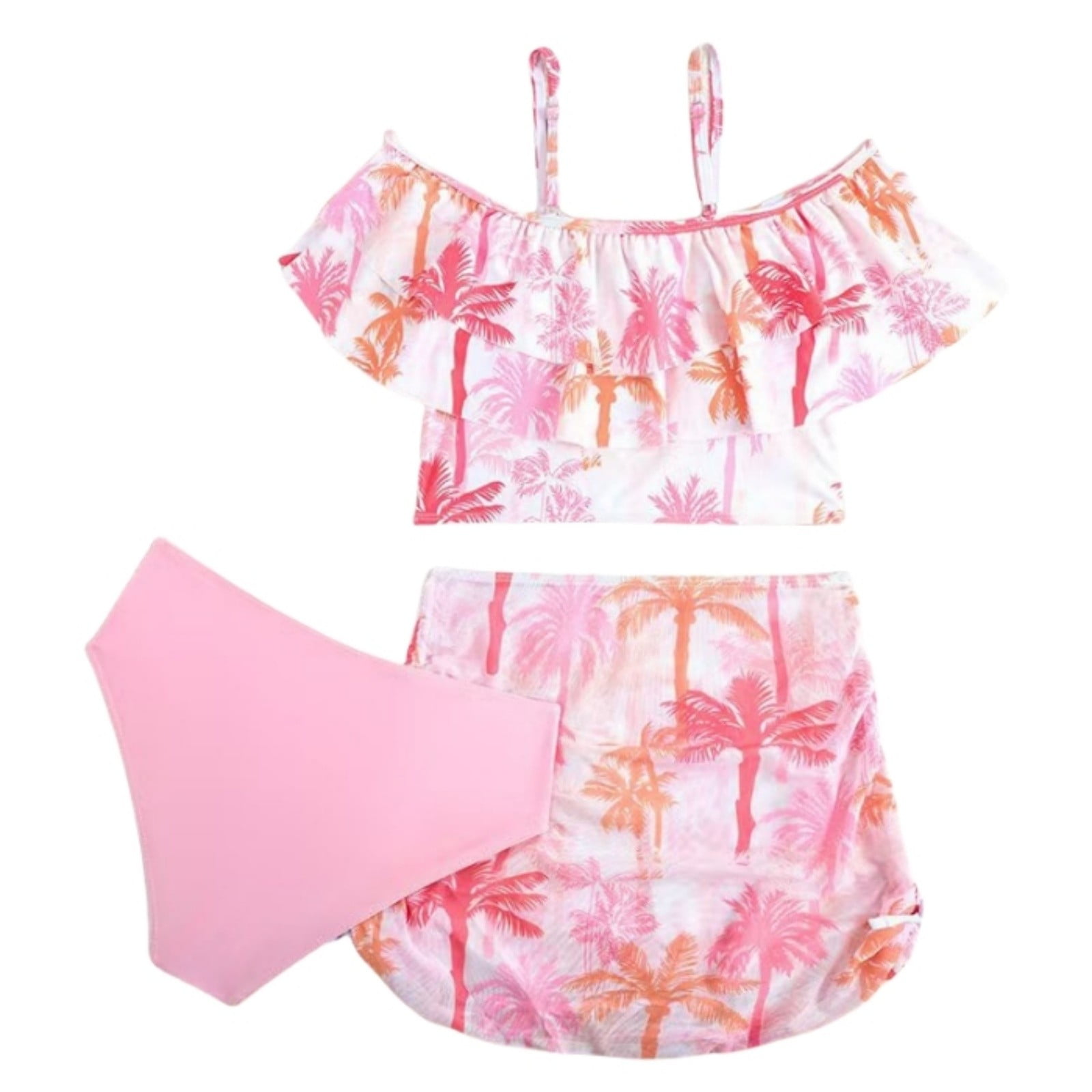 Fshinging Tankini Swimsuits For Girls Ruffle Floral Print Off Shoulder ...
