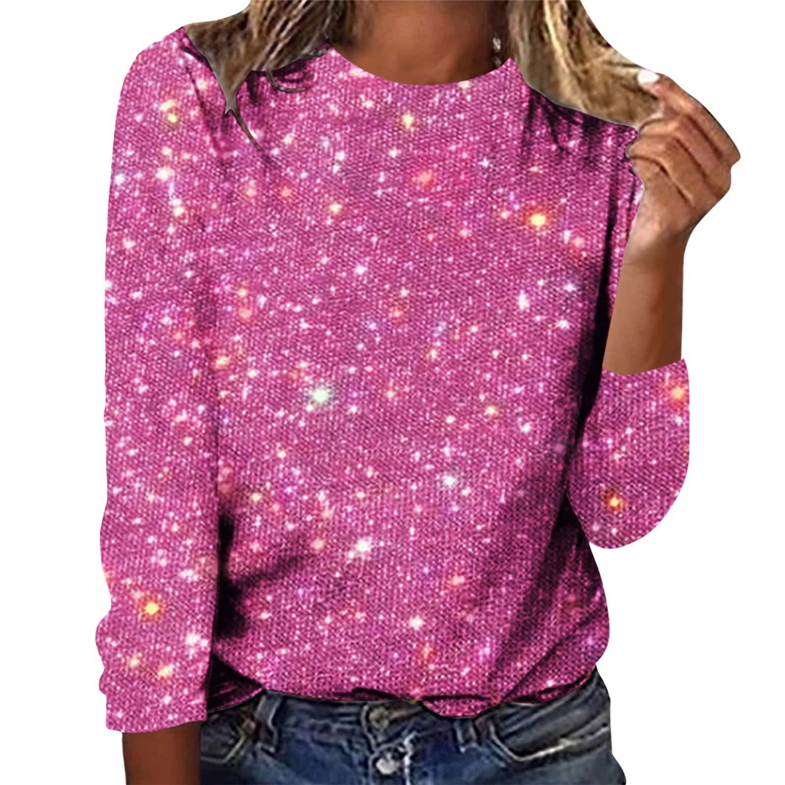 Fshinging Tees Womens Tops Solid Color Long Sleeve V Neck Elegant ...