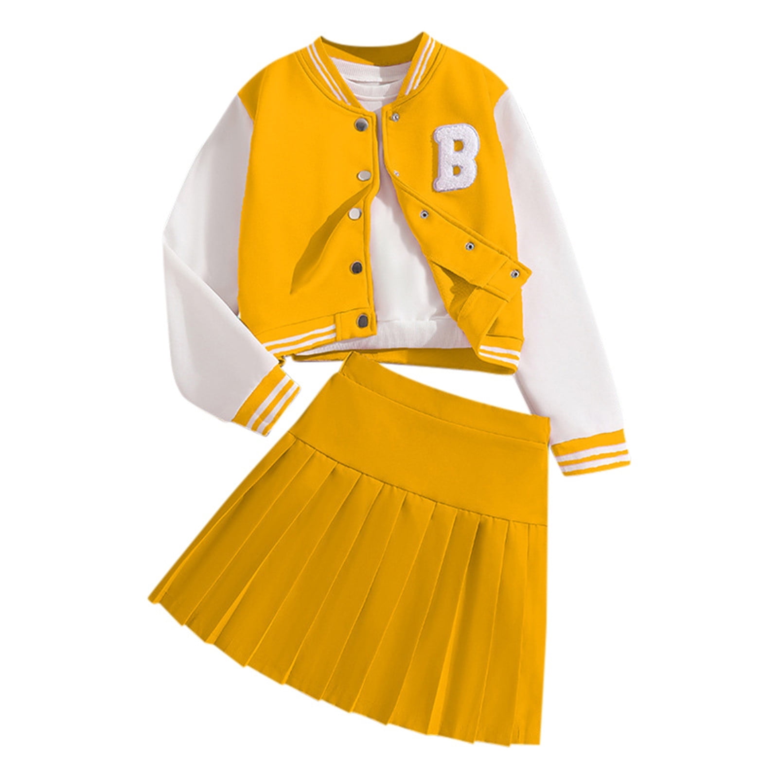 Fshinging Toddler Girl Baseball Jacket With Pleated Skirt Set Tracksuit ...