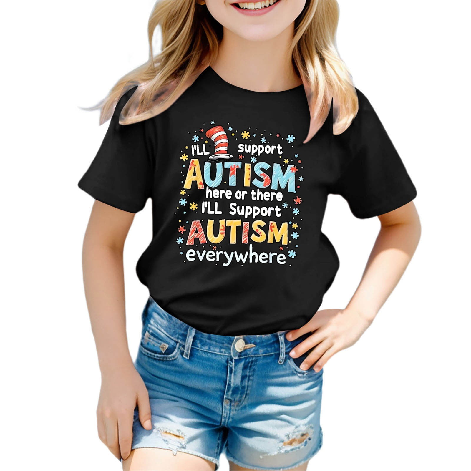 Fshinging Tops For Girls 2025 Short Sleeve Letter Printed Casual ...