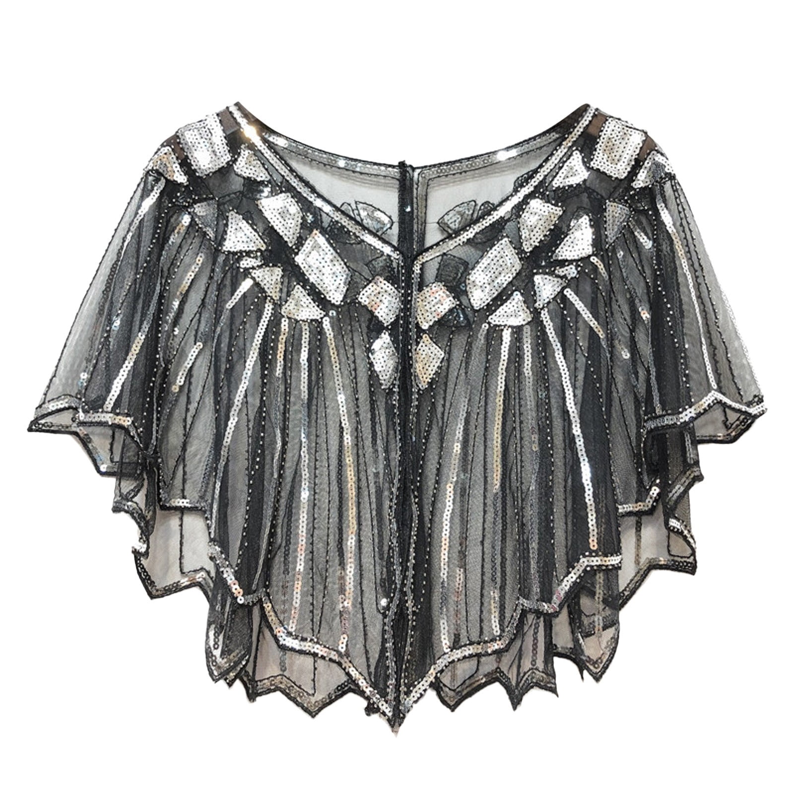 Fshinging Vintage 1920s Flapper Shawl Beaded Mesh Cloak Gatsby Party ...