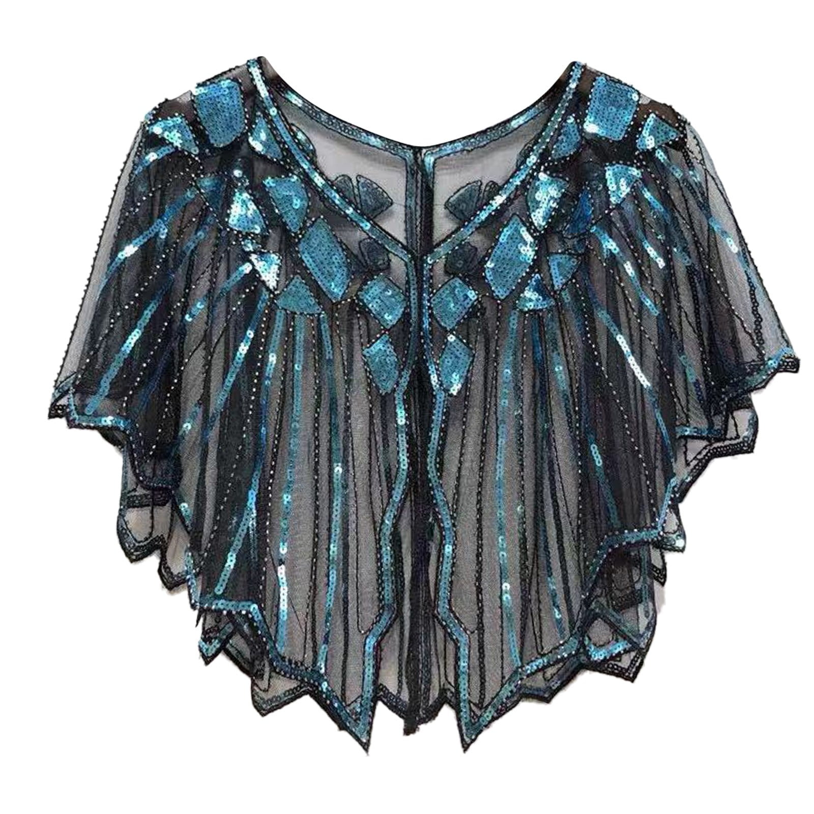 Fshinging Vintage 1920s Flapper Shawl Beaded Mesh Cloak Gatsby Party ...