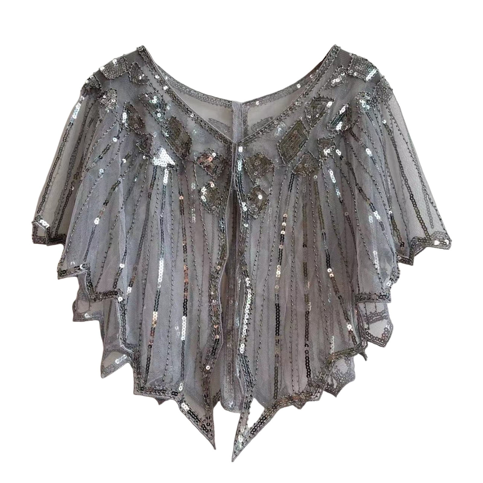 Fshinging Vintage 1920s Flapper Shawl Beaded Mesh Cloak Gatsby Party ...