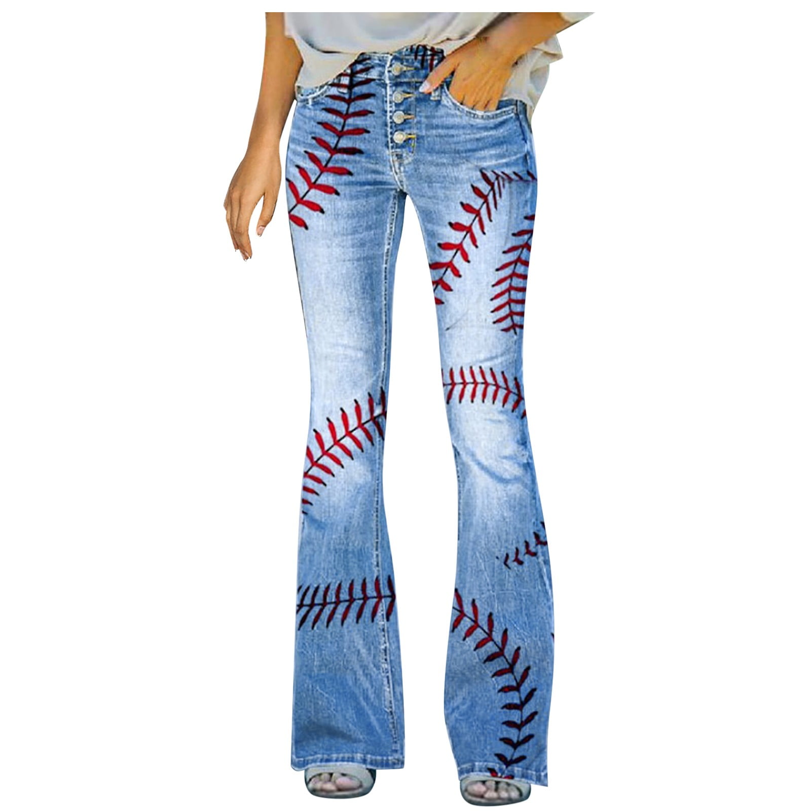 Fshinging Women Dress Pants Long Multiple Choice Printed Casual Loose Comtable Micro Flared ...