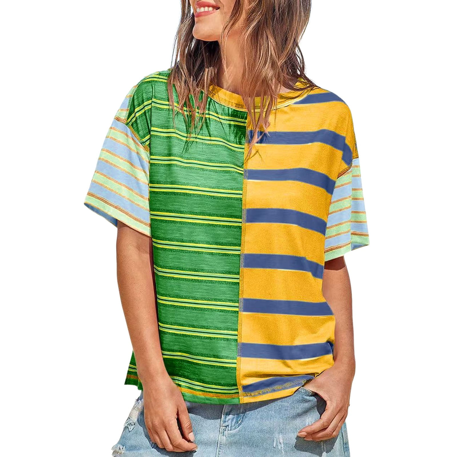 Fshinging Women Summer Trendy Tops Summer 3/4 Sleeve Vintage Floral V ...