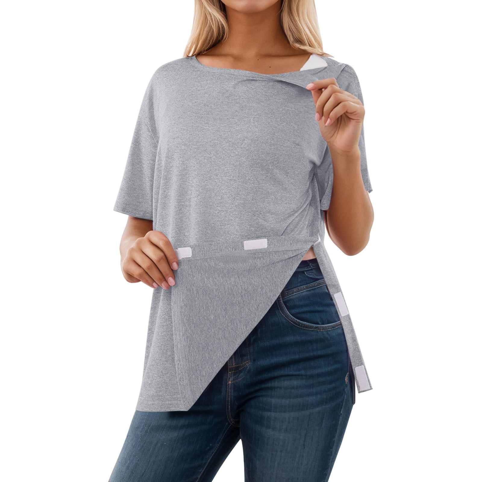 Fshinging Women Tops Trendy T Shirts Post Shoulder Surgery Shirt Full ...