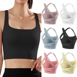 Fshinging Women's Cross-Back Sports Cami Tops Square Neck Cropped Tanks ...