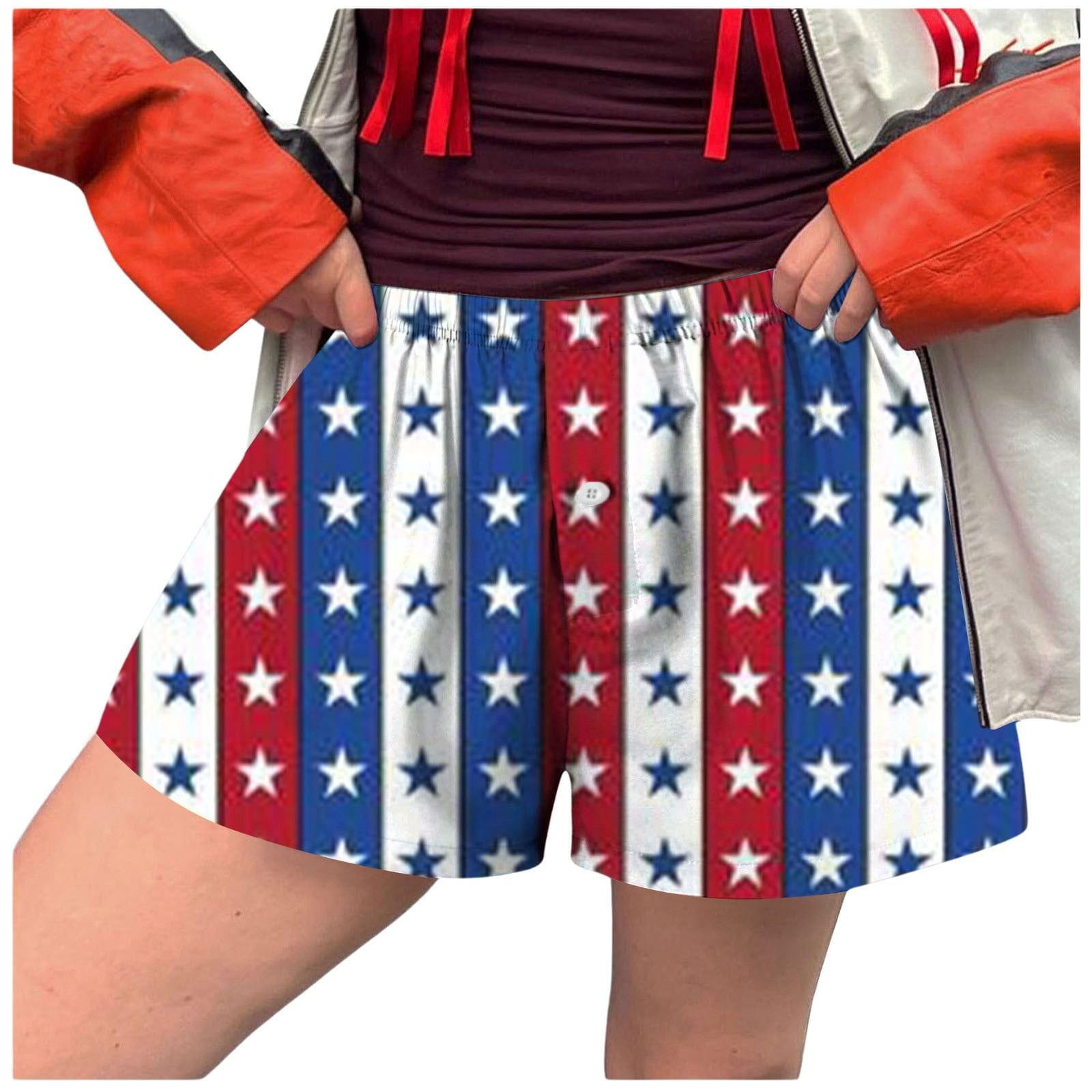 Fshinging Womens Bermuda Shorts 2025 Summer Cute F Soft Elastic Low ...