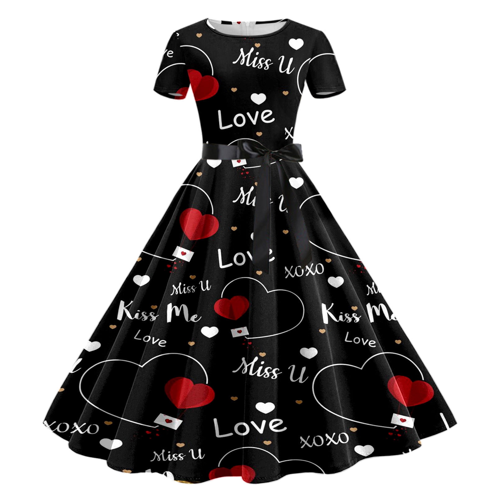 Fshinging Womens Dummer Fresses Valentine'S Day Print Short Sleeve ...