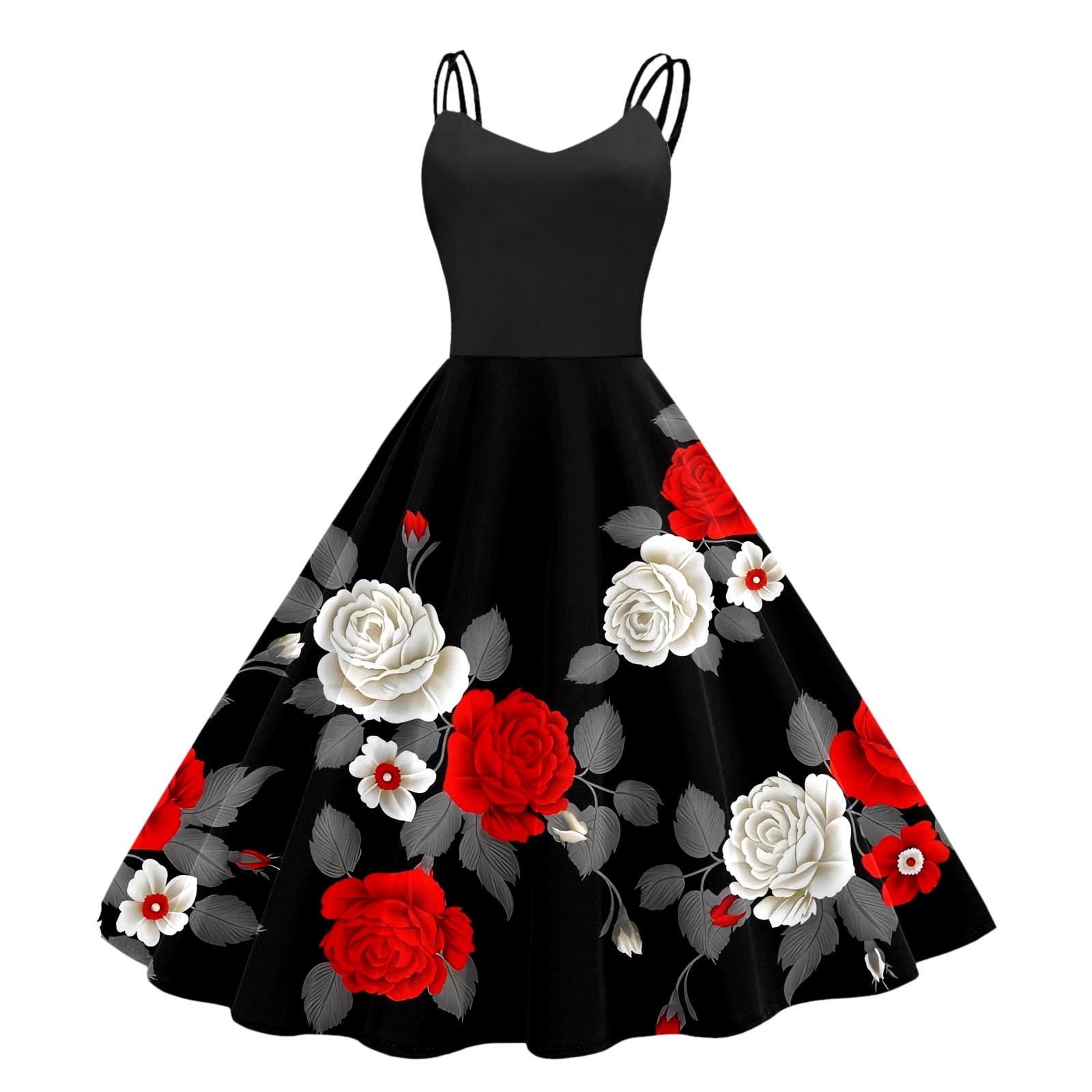 Fshinging Womens Dummer Fresses Vintage Sleeveless Knee Length Retro A ...