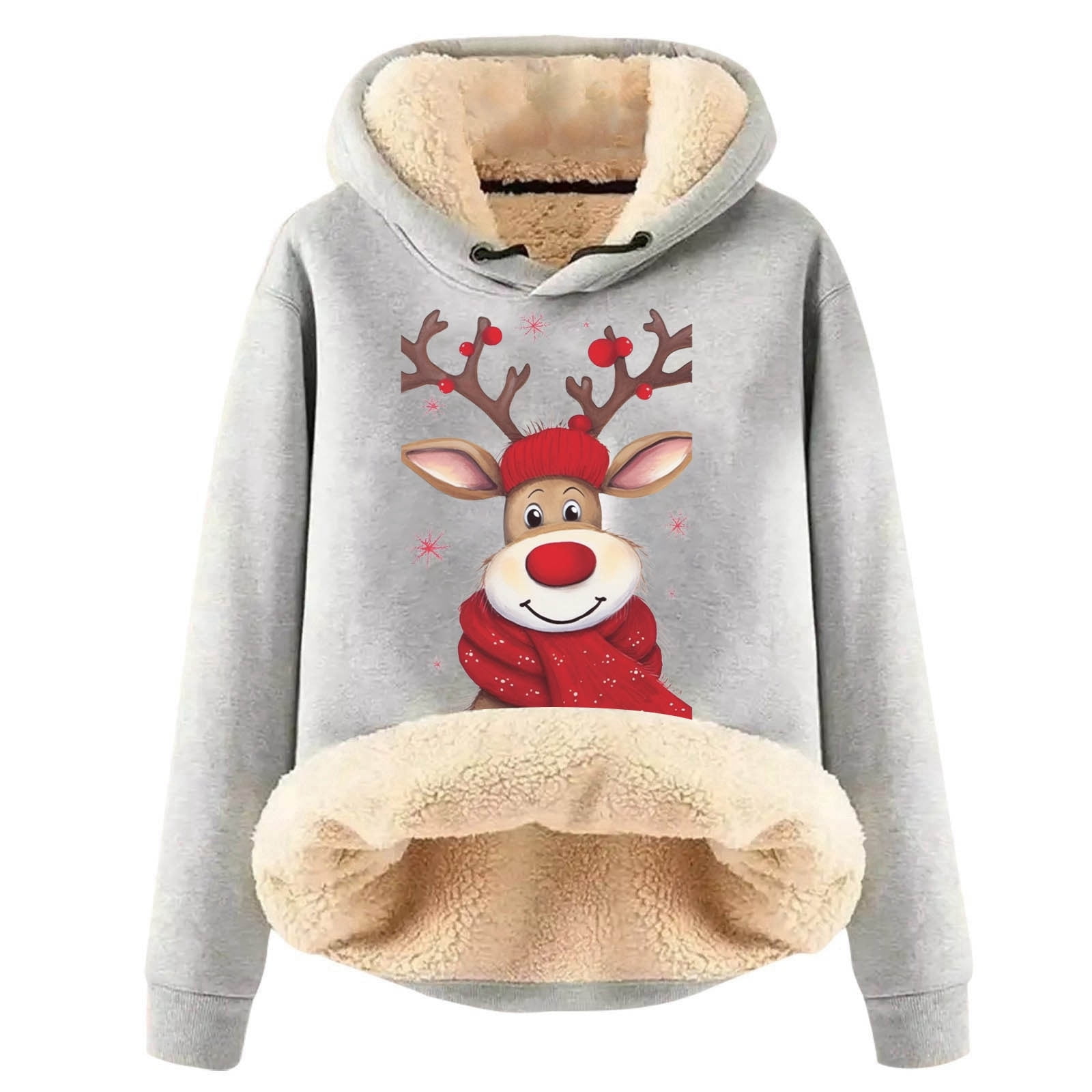 Fshinging Womens Oversized Hoodies Sweatshirts Christmas Warm Lined ...