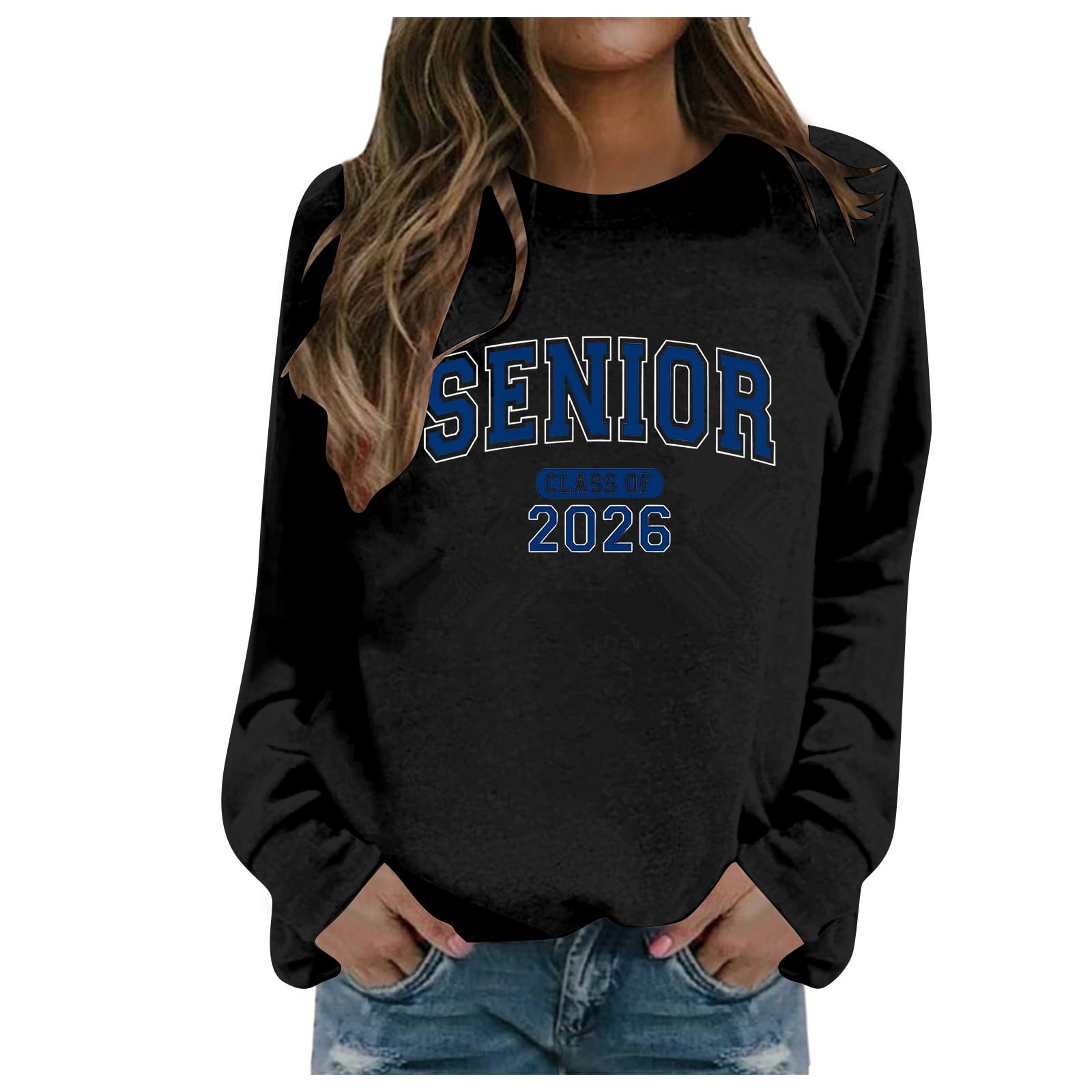 Fshinging Womens Oversized Sweatshirts Hoodies Senior Letter Print Long ...