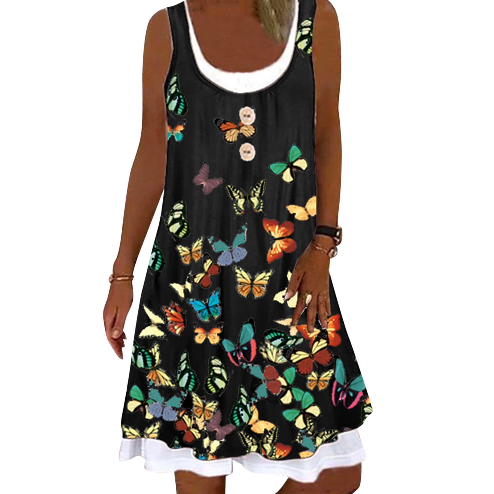 Fshinging Womens Summer Dresses Sexy Beach Print Sleeveless Backless ...