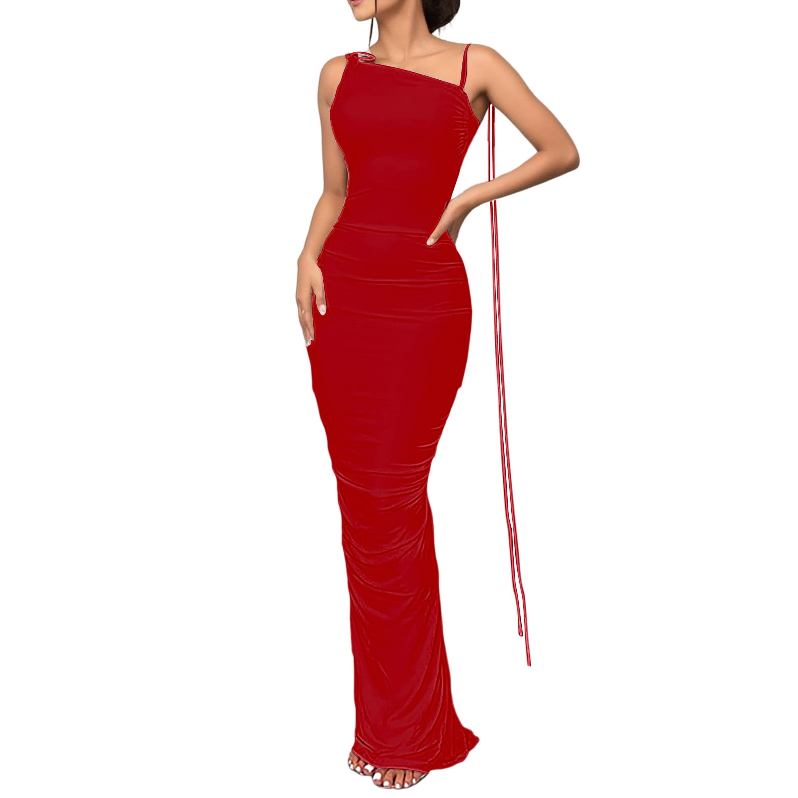 Fshinging Womens Summer Dresses Solid Color Open Back Sexy Off Shoulder ...