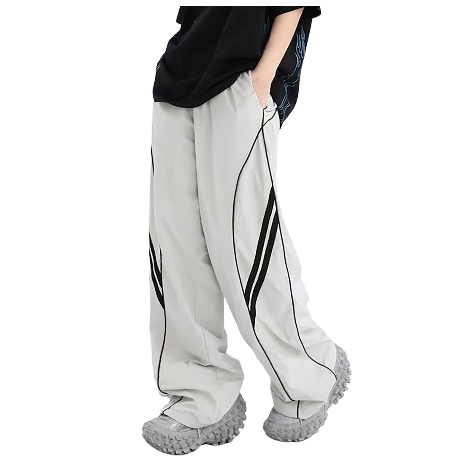 Fshinging Womens Sweatpants Elastic High Waisted Baggy Track Vintage ...