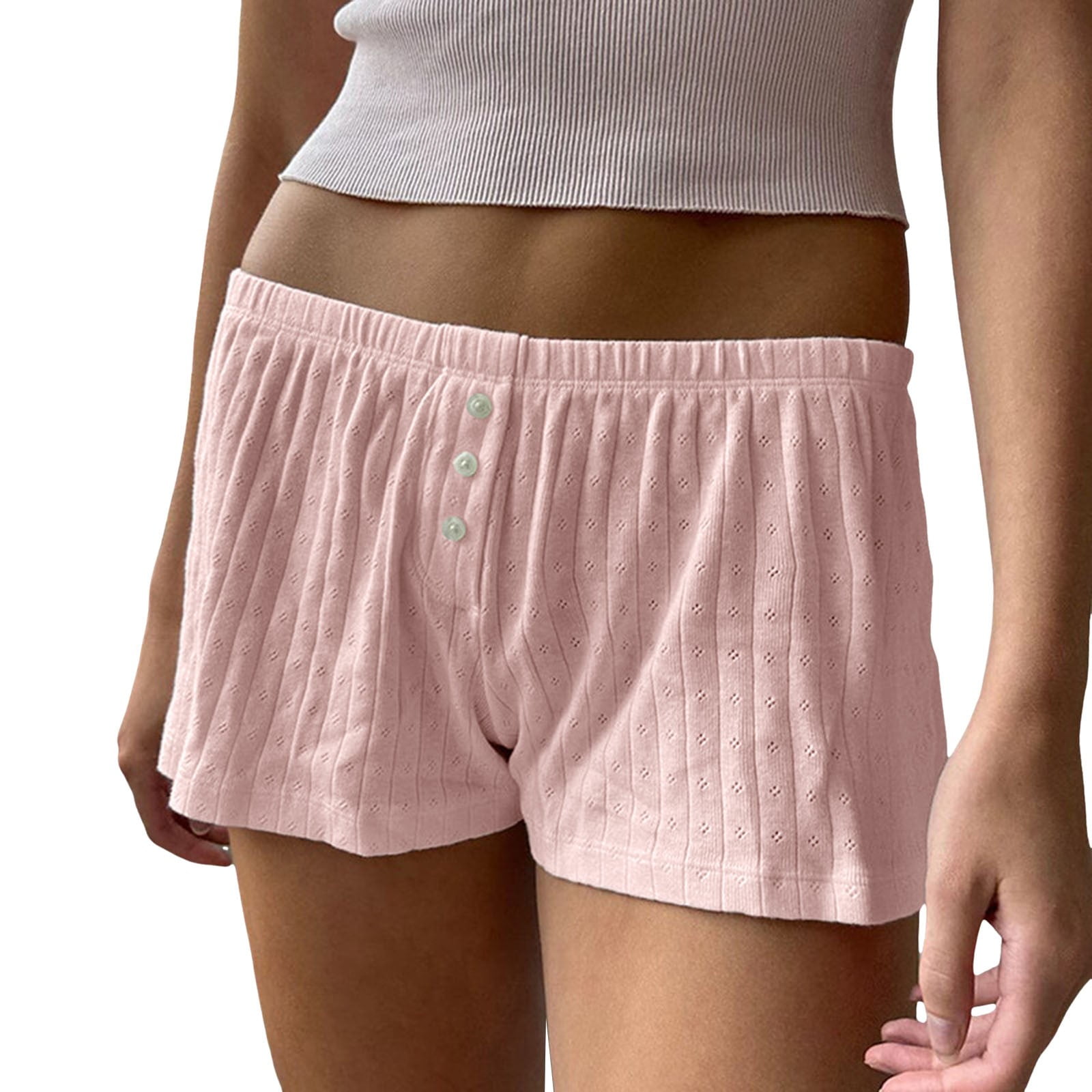Fshinging Womens Workout Shorts Summer Pajama Low Waist Striped Cute ...