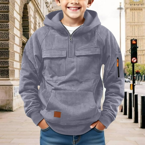 Fshiont Boys Half Zip Hoodie Long Sleeve Sweatshirt Teen Fall Winter ...