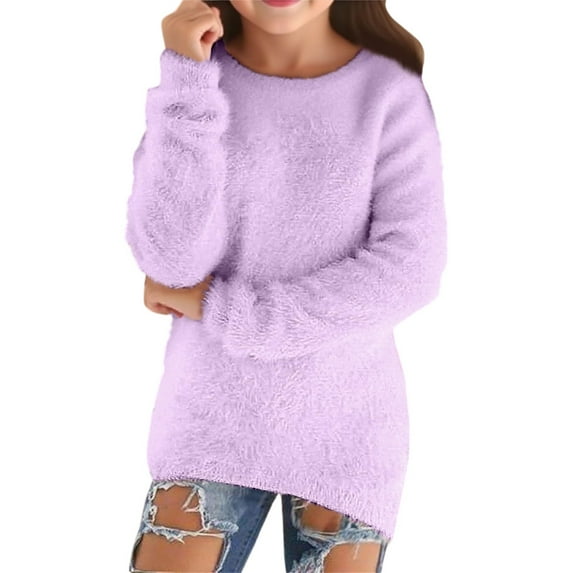 Fshiont Cozy Sweaters for Girls Fleece Fuzzy Gradient Long Sleeve Fall ...