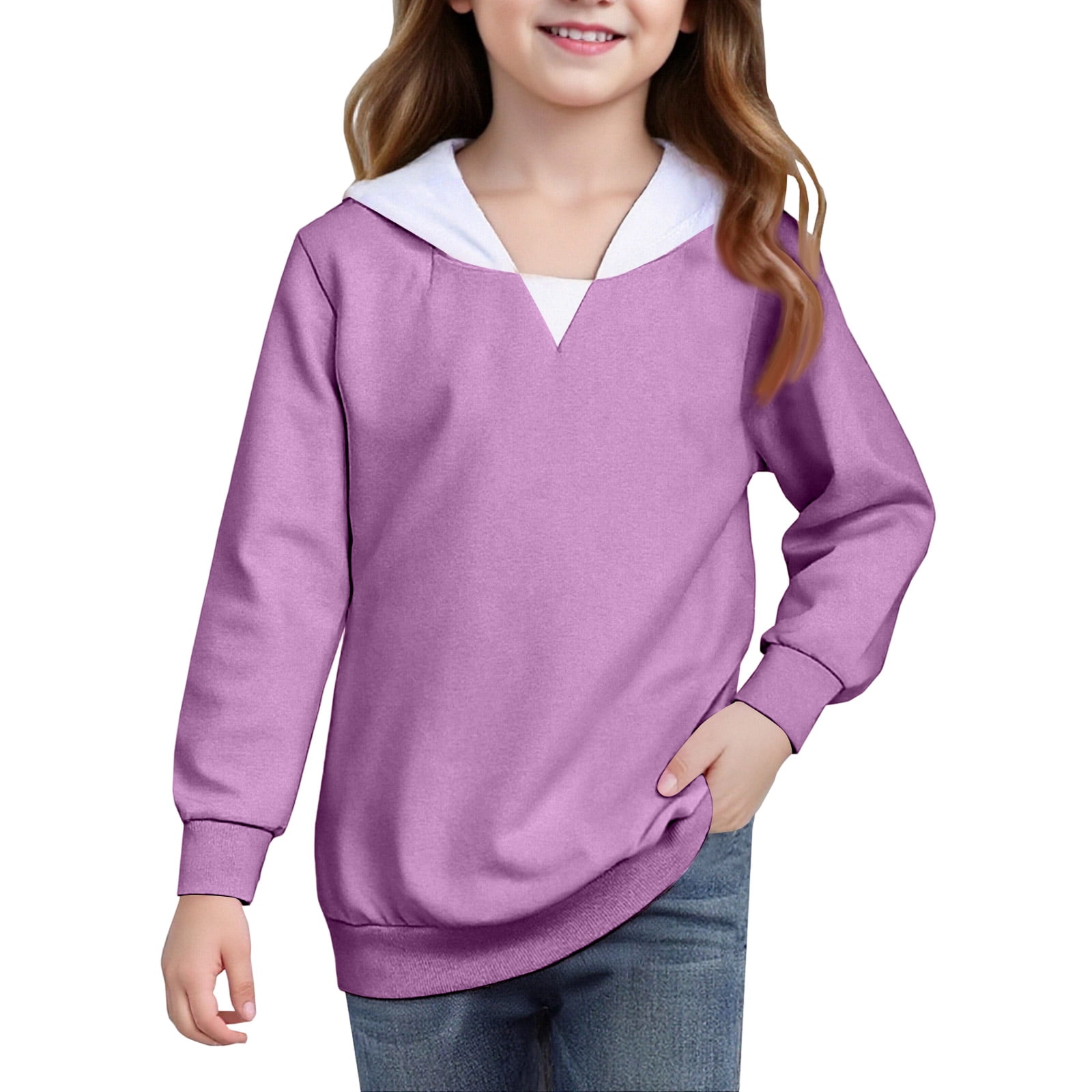 Fshiont Hoodeis Girls Cute Sweatshirts Pullover Long Sleeve Crewneck ...