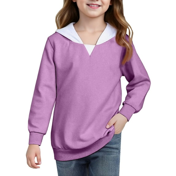 Fshiont Hoodeis Girls Cute Sweatshirts Pullover Long Sleeve Crewneck ...