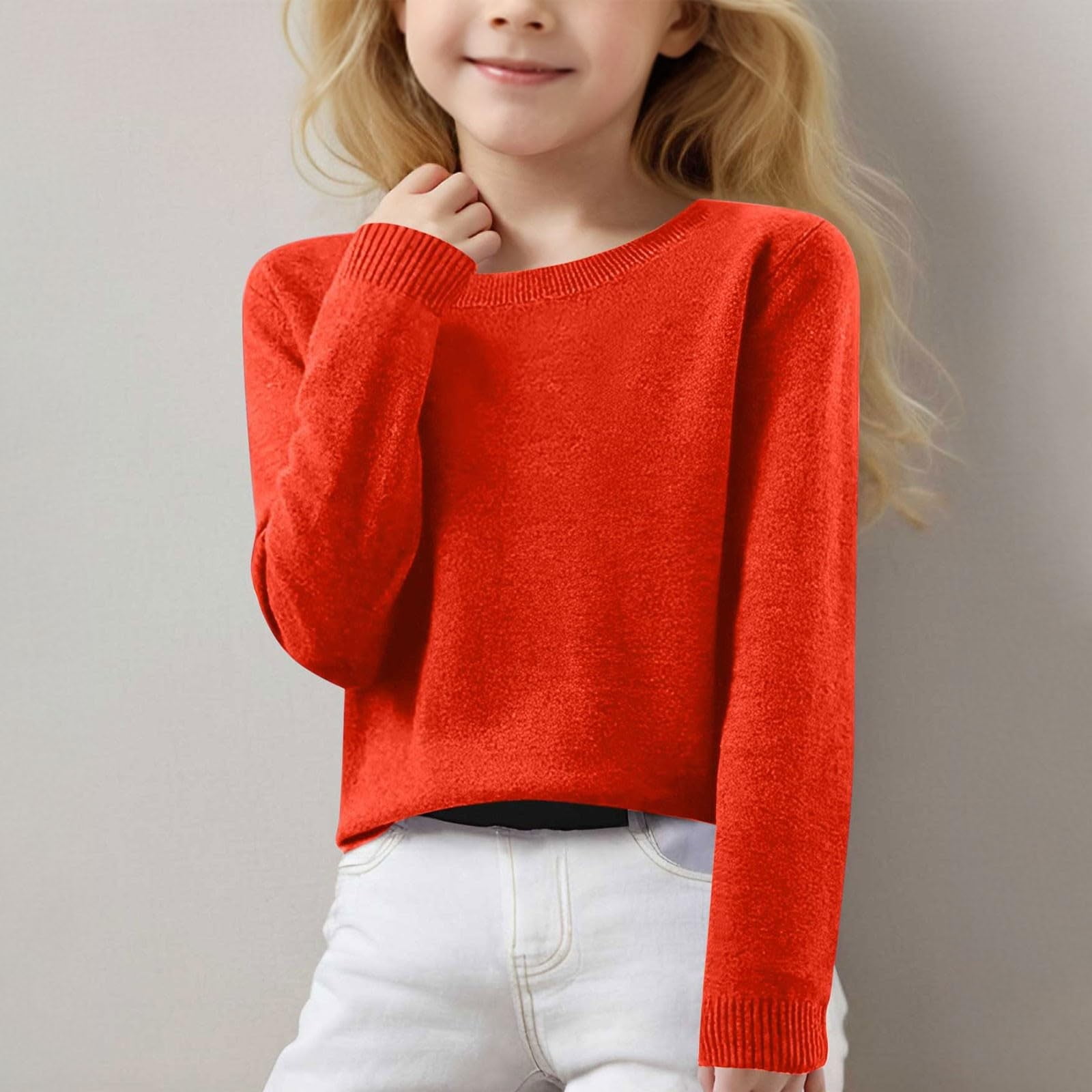Fshiont Sweater for Girls 2025 Trendy Long Sleeve Crewneck Knit ...