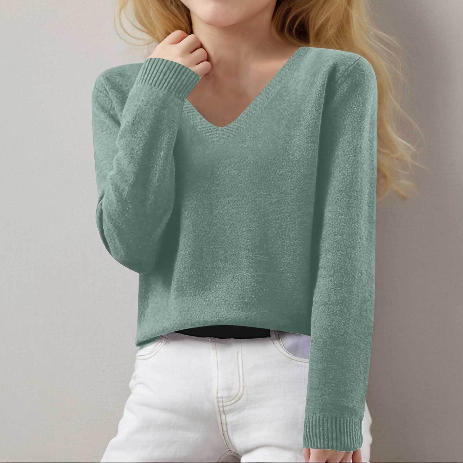 Fshiont Sweater for Girls 2026 Spring Fashion Long Sleeve V Neck Knit ...