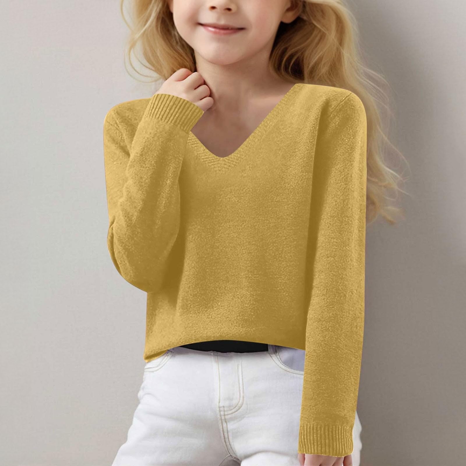 Fshiont Sweater for Girls 2026 Spring Fashion Long Sleeve V Neck Knit ...