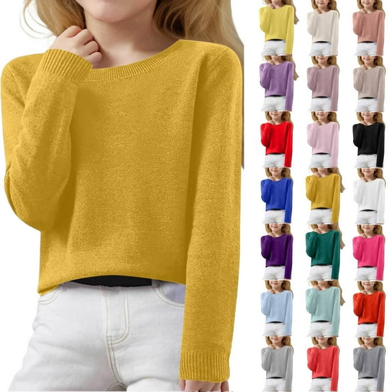 Fshiont Sweaters for Girls Teen Kids Crewneck Long Sleeve Pullover ...