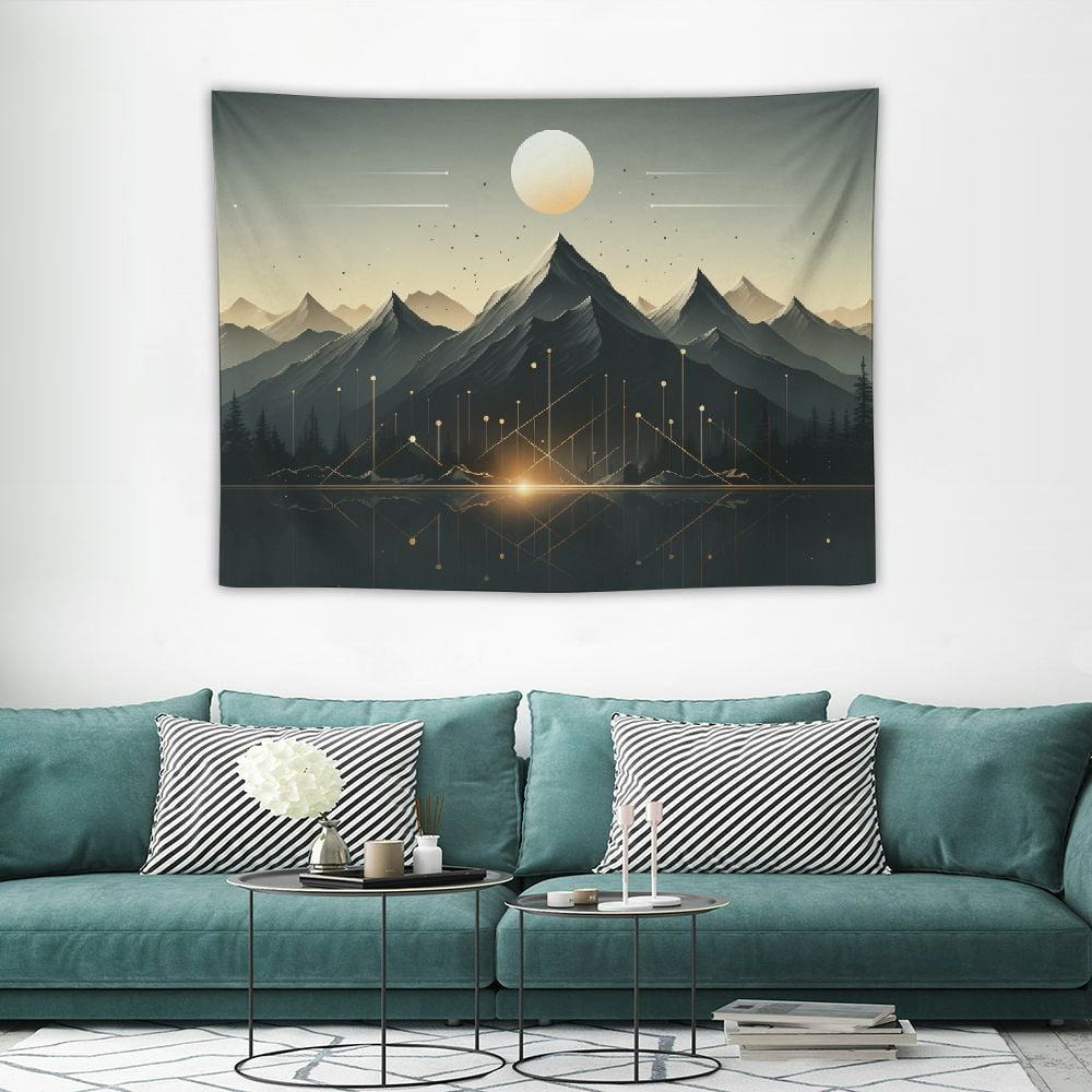 Fsmy Black and White Tapestry Starry Night Mountain Tapestries for ...