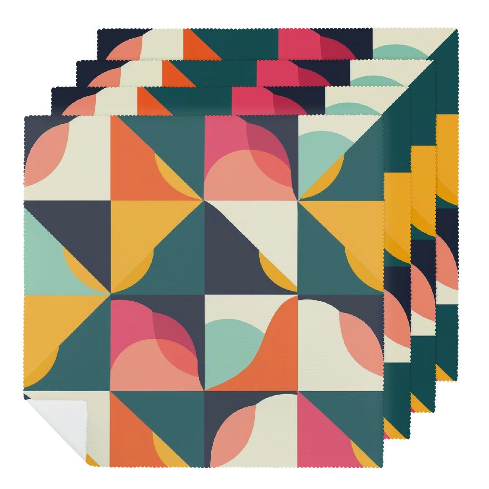 Fsmy Geometry Shape Mid Century Organic Blush Curry Teal Cloth Napkins ...