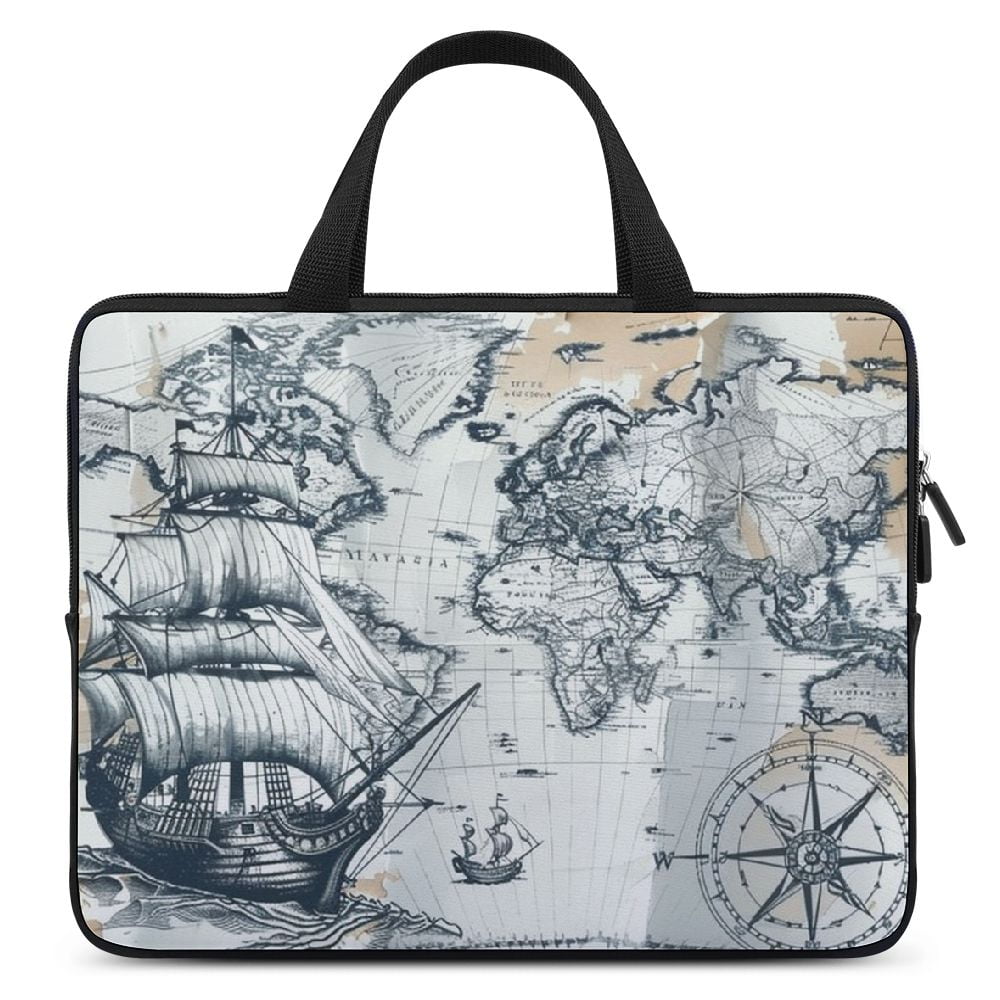 Fsmy Ship Compass Map Laptop Handle Bag Diving Fabric Soft Carrying ...