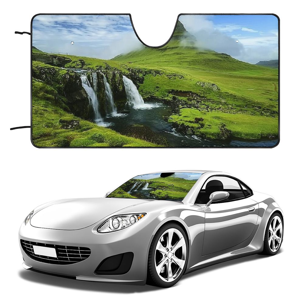 Fsmy Waterfall Green Valley Mountain Sunshades Keep Vehicle Cool Spring ...