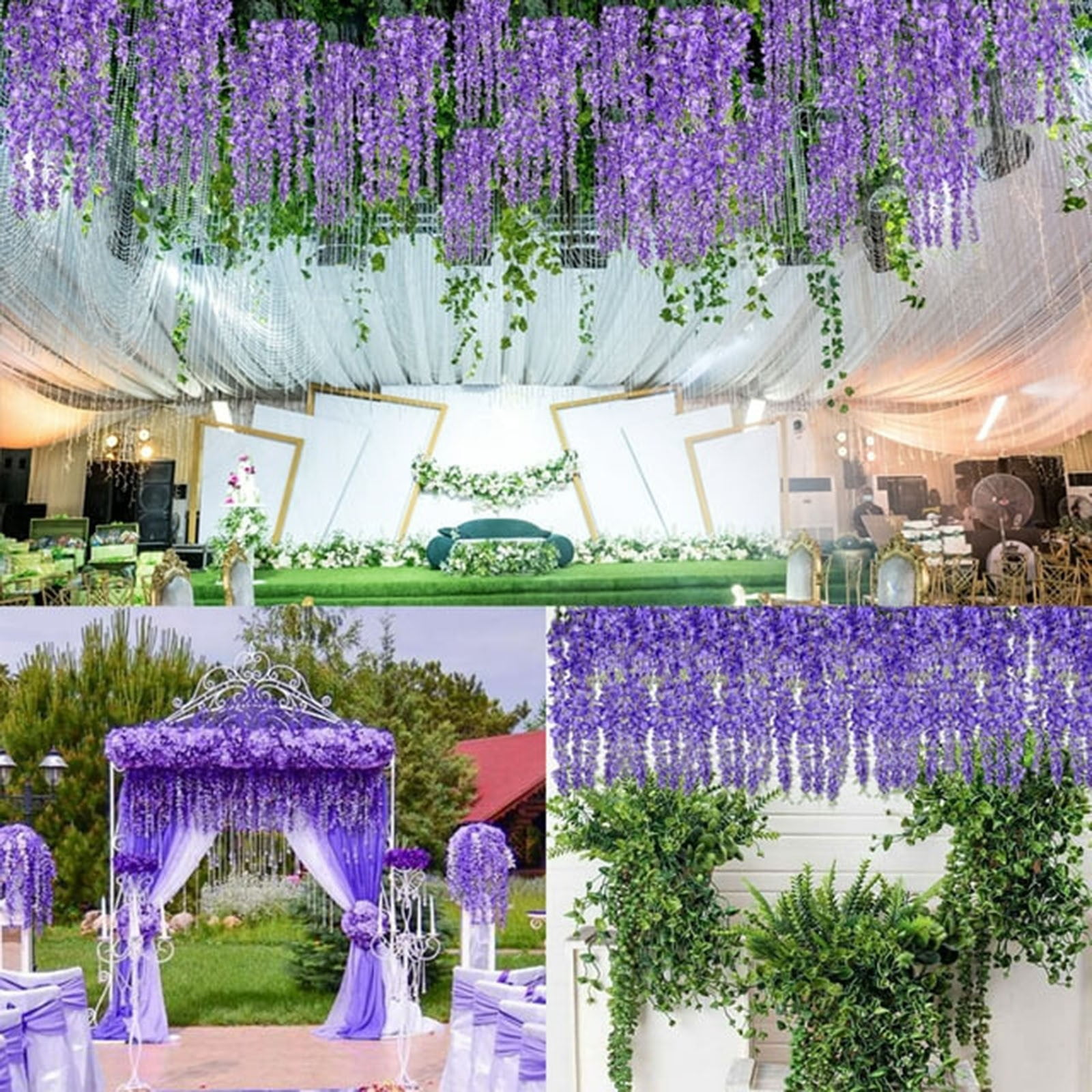 Fsqjgq 12 Pack Wisteria Flower Vines Garland Christmas Wreath 3.6 FT ...