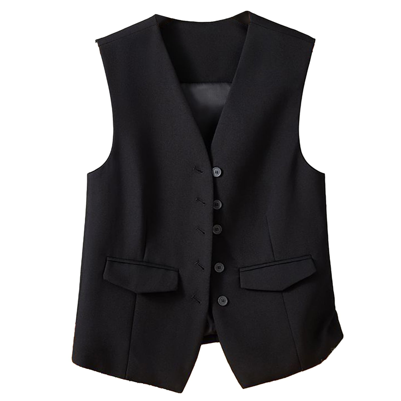 Fsqjgq 2024 Fall Sleeveless Blazer Vest Fully Lined Button Fashion ...