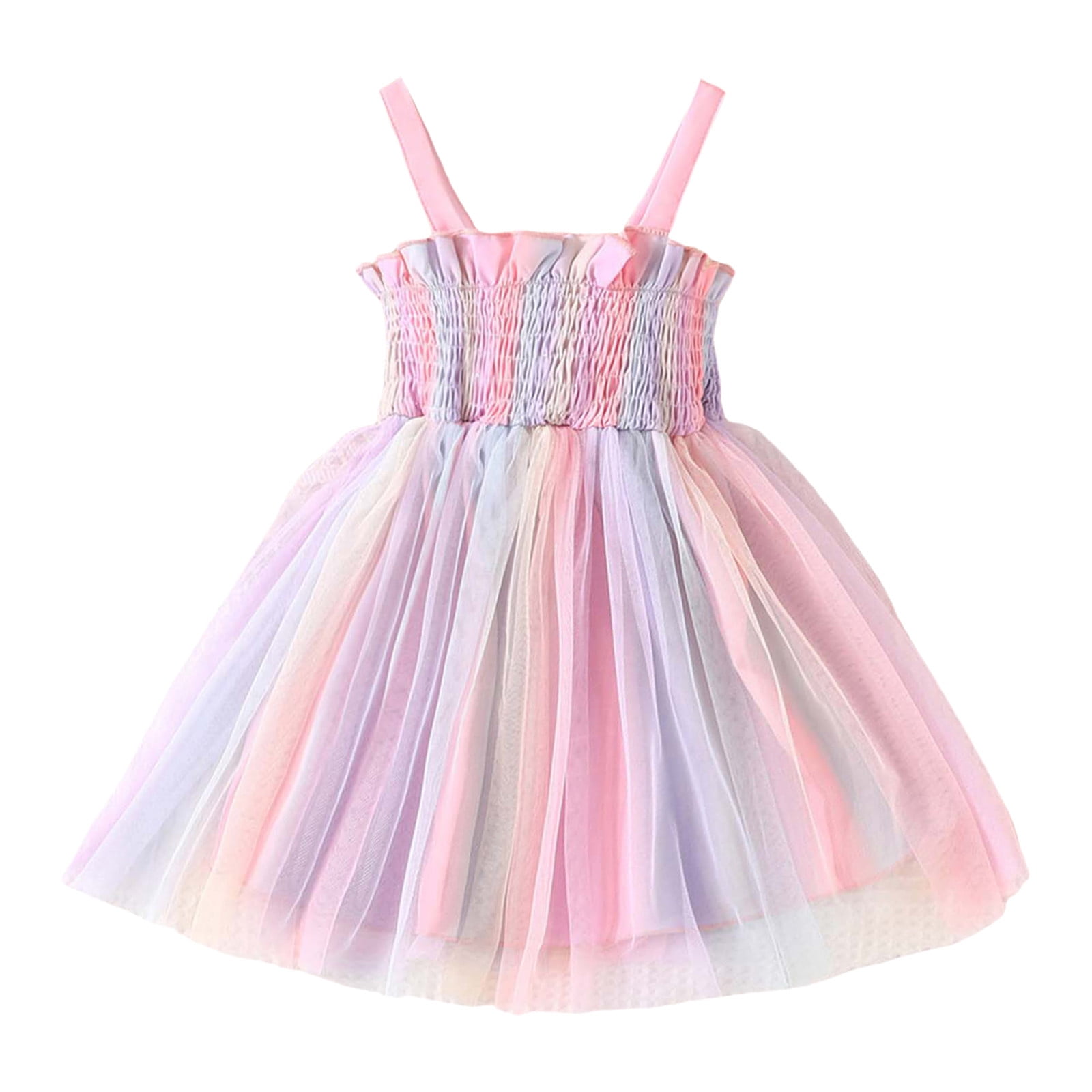 Fsqjgq Baby Girl Summer Dress: Rainbow Print, Sleeveless, Size 10-17 ...