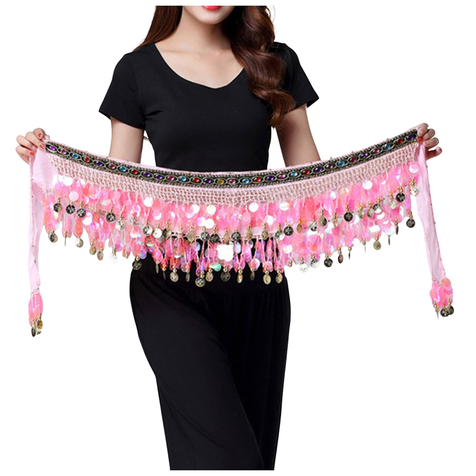 Fsqjgq Belly Dance Scarf Chiffon Skirt Wrap Performance Scarf Skirt ...