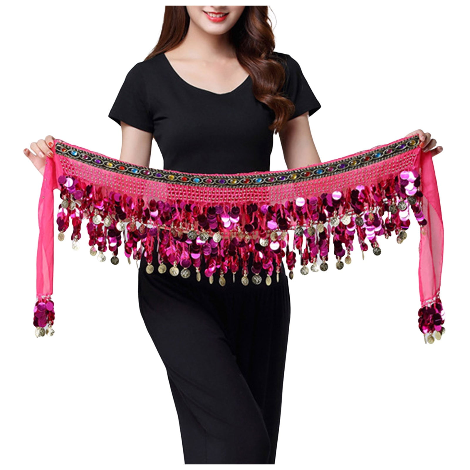 Fsqjgq Belly Dance Scarf Chiffon Skirt Wrap Performance Scarf Skirt ...