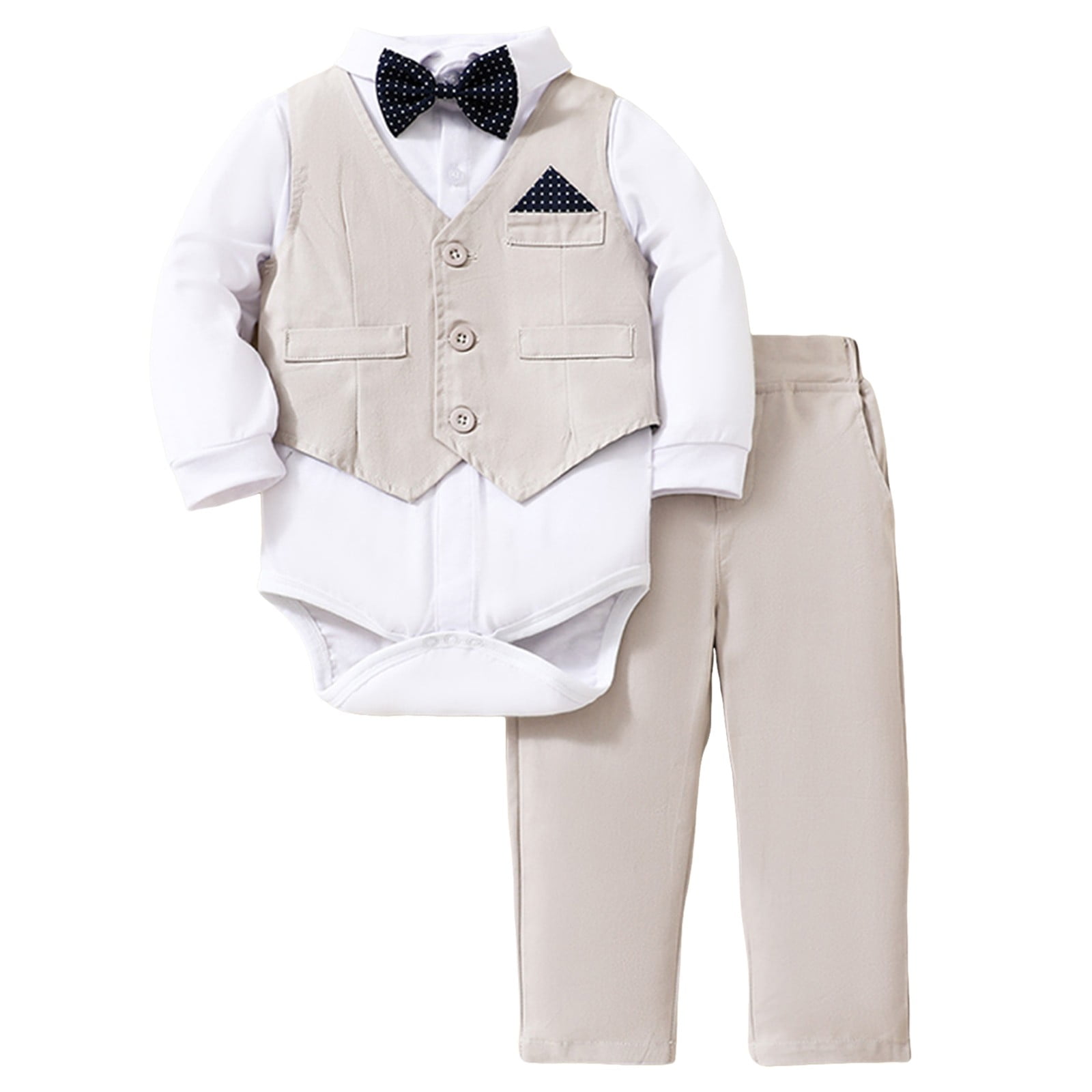 Fsqjgq Boys 3-Piece Formal Suit Set Kids Clothes Gentleman Vest Pants ...