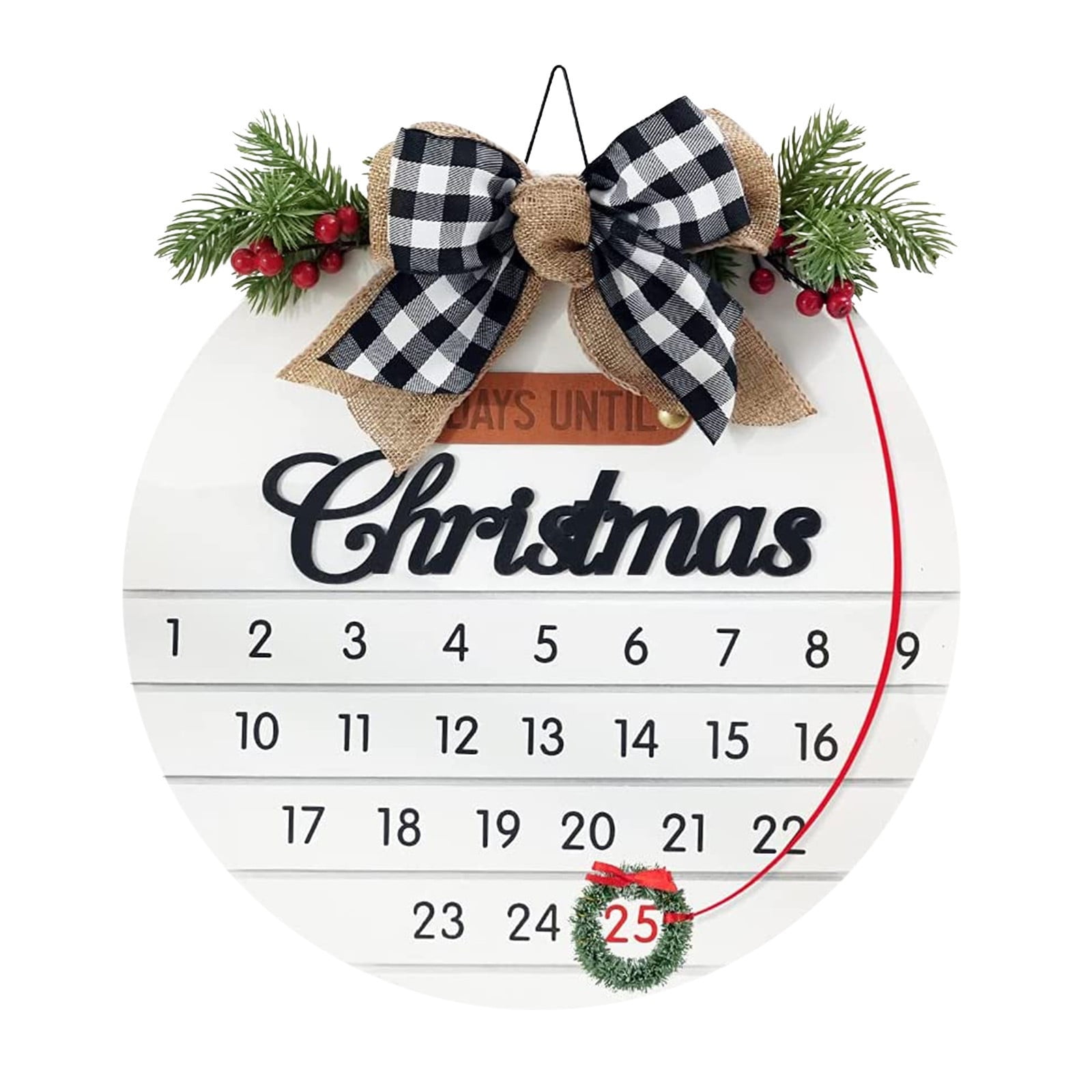 Fsqjgq Christmas Wooden Advent Calendar 25 Days Welcome Sign for Front ...