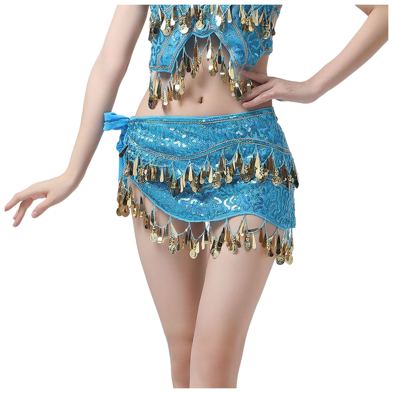 Fsqjgq Fringe Sequins Skirts for Women Triangle Belly Dance Scarf Party Rave Shiny Glitter ...