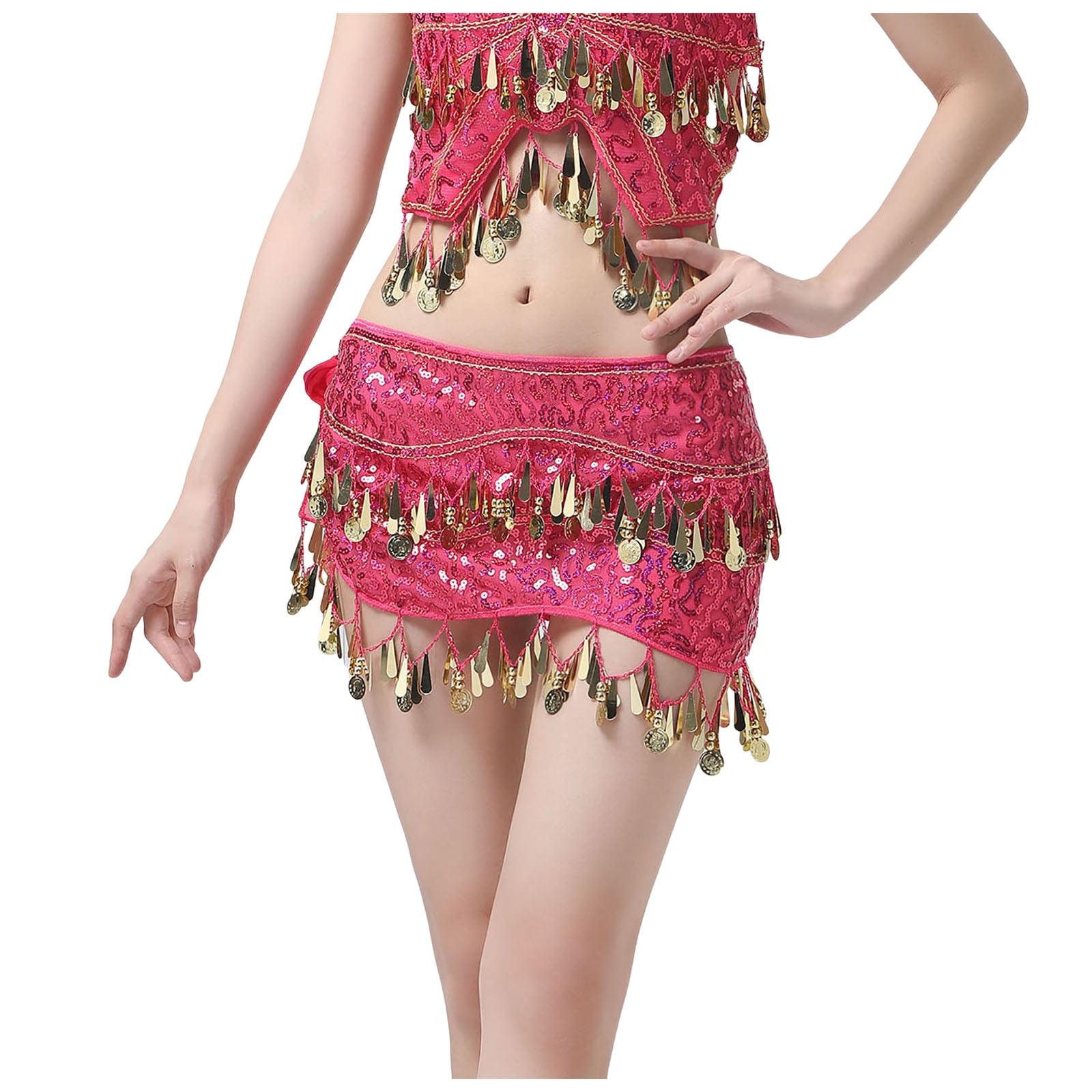Fsqjgq Fringe Sequins Skirts for Women Triangle Belly Dance Scarf Party Rave Shiny Glitter ...